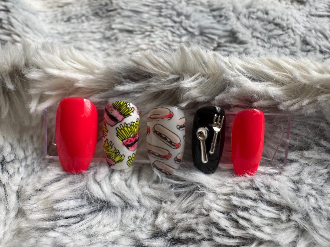 Bbq/fast Food Press on Nails - Etsy
