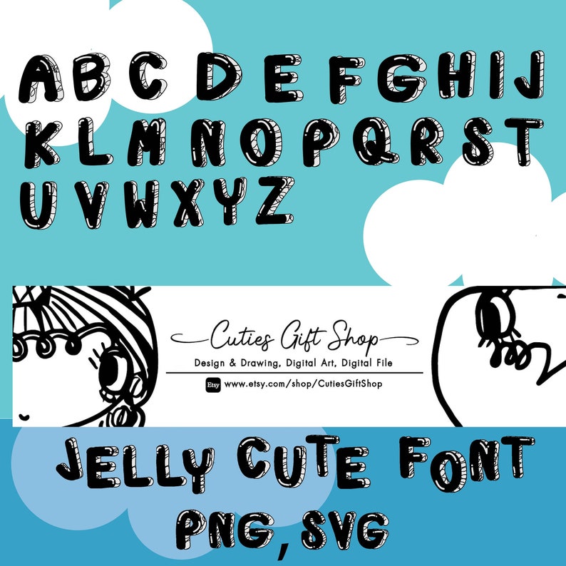 Jelly Cute Font, Letters, A-Z Font, Alphabet - Etsy