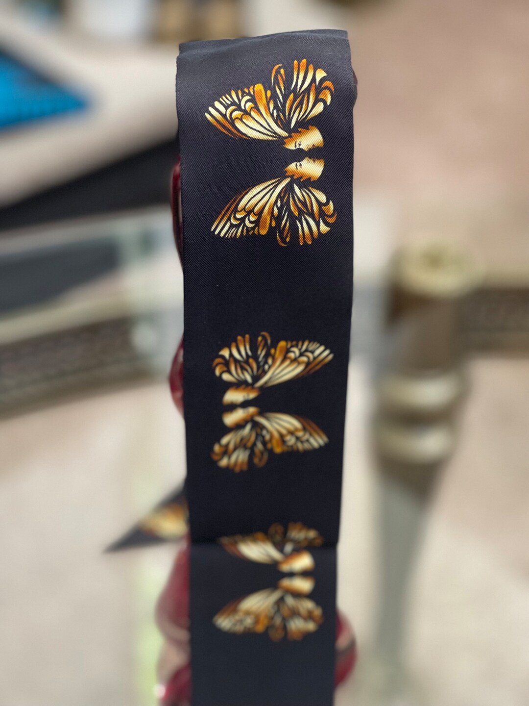 Farafalla Skinny Scarf, Artie, Silk Wristband, Necktie, Purse Scarf, Woman’s Slim Bandeau ...