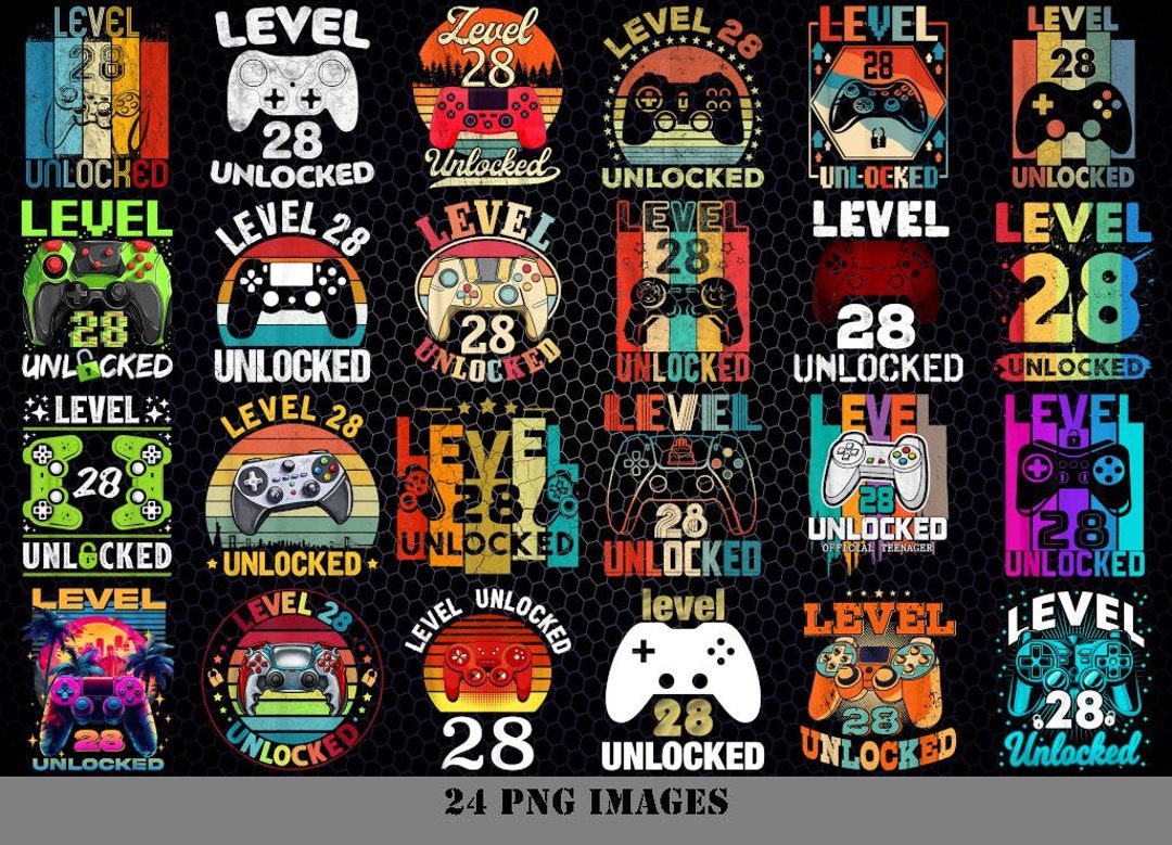 Level 28 Unlocked Png, 28th Birthday Gamer 28 Years Old Born in 1993 ...