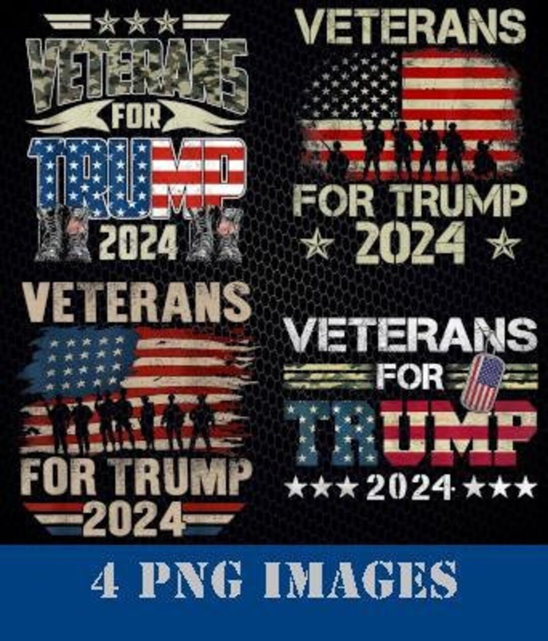 Veterans for Trump 2024 Png, Patriotic American Flag Design, Pro-trump ...