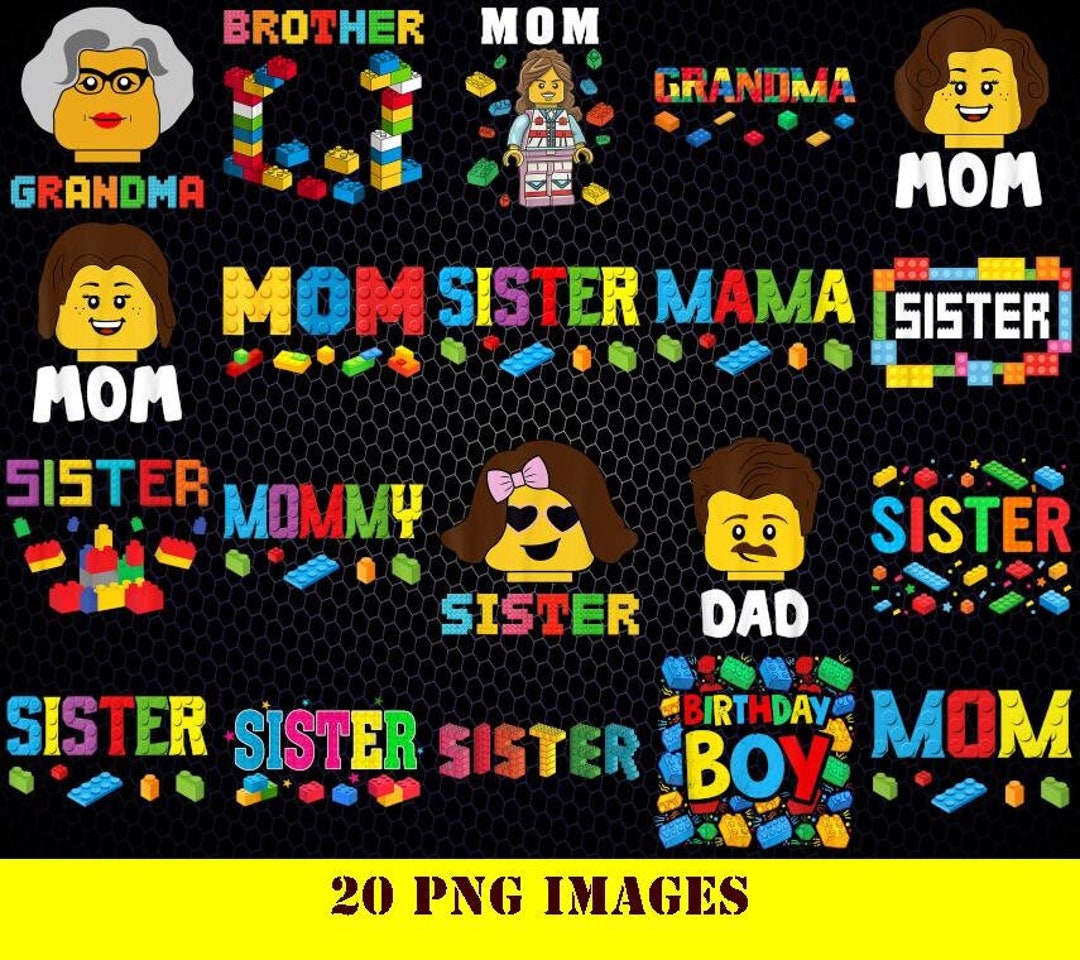 Building Bricks Blocks Sister Master Builder Family Matching Png ...