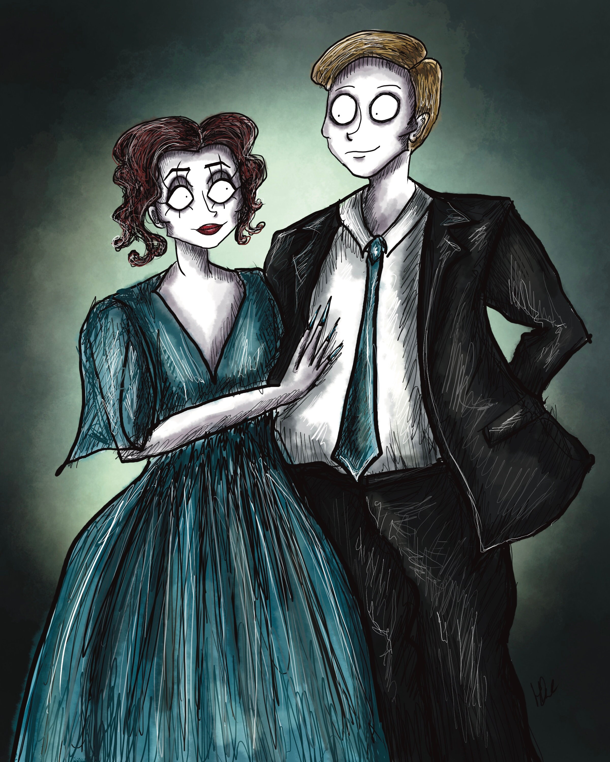 Custom Portraits in Tim Burton Style | Gothic Drawings for Weddings ...