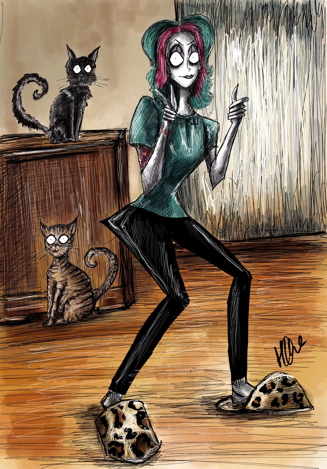Custom Portraits in Tim Burton Style | Gothic Drawings for Weddings ...