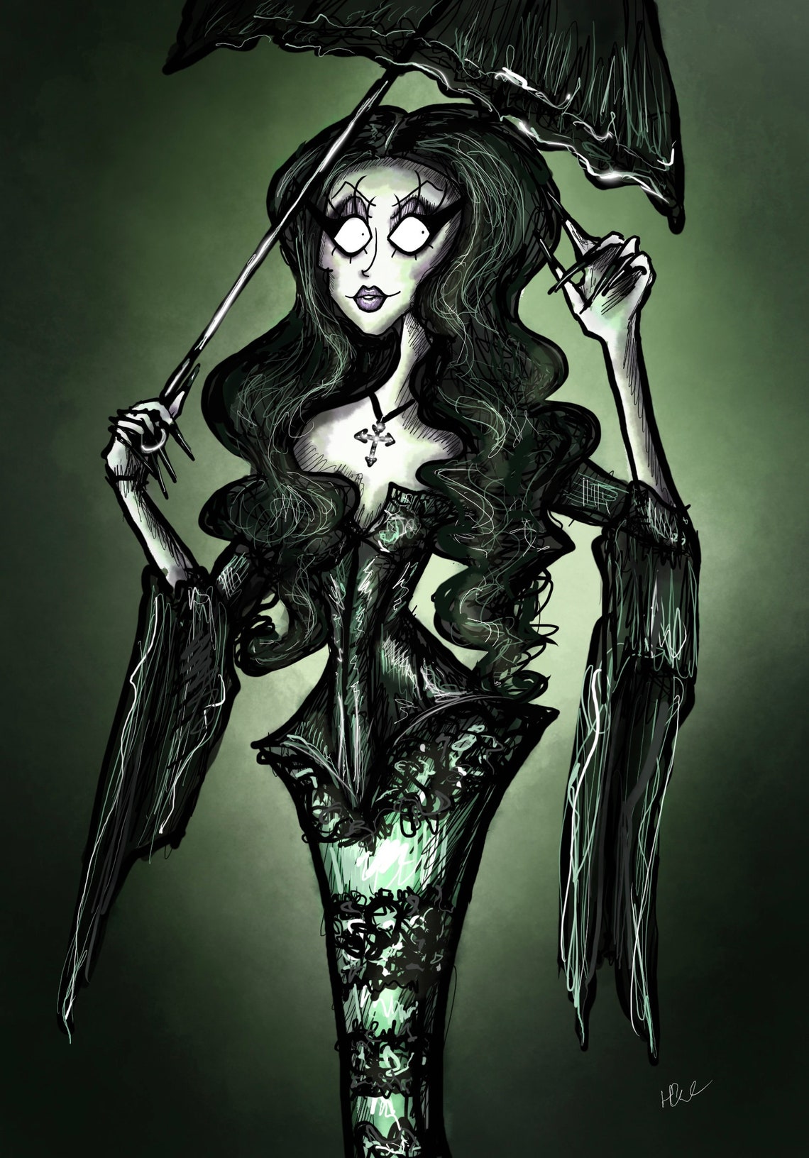 Custom Portraits in Tim Burton Style | Gothic Drawings for Weddings ...