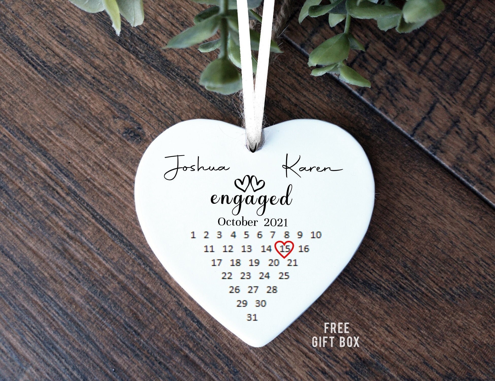 Personalized Calendar Engagement Ornament-personalized Heart Wedding ...