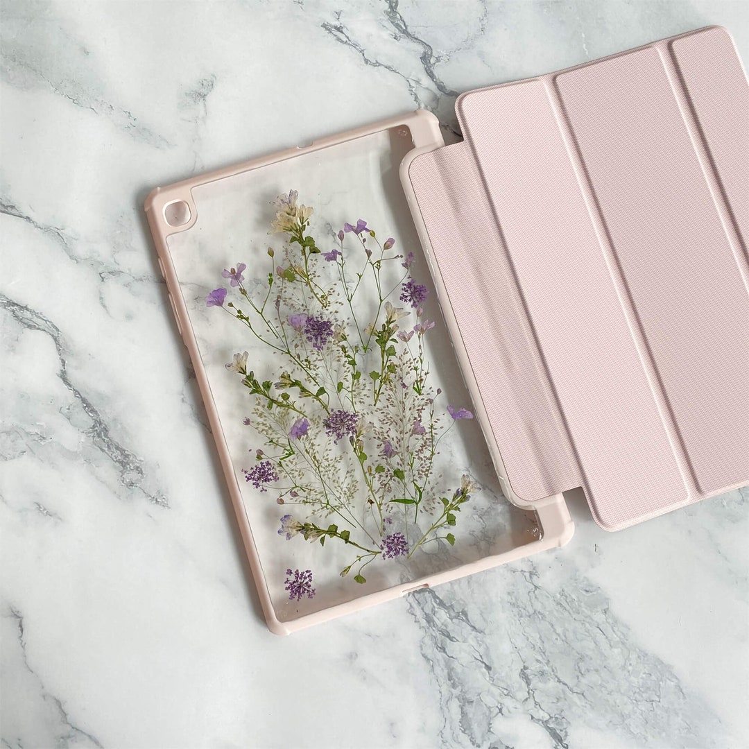 Pressed Purple Grass Lace Flower Tab Case for Samsung Tab S11 S10 S9 S8 ...