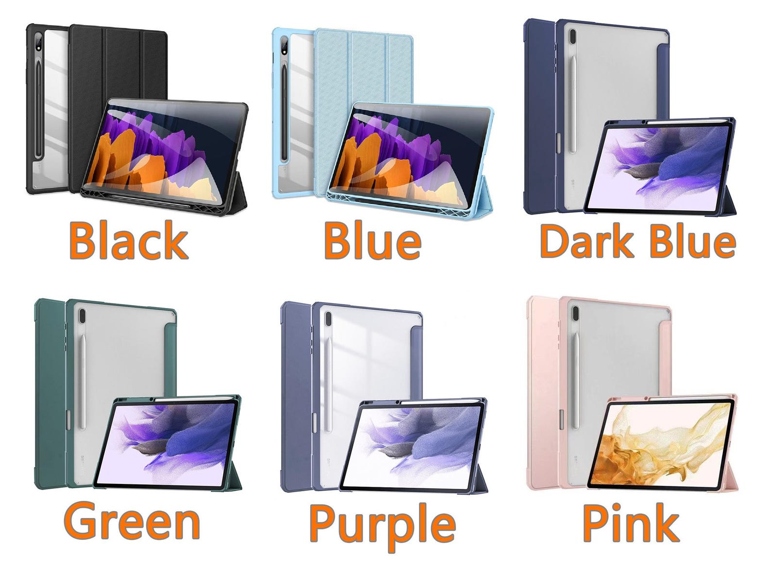 Pressed Light Blue Flower Tablet Case for Samsung Tab S11 S10 S9 S8 ...
