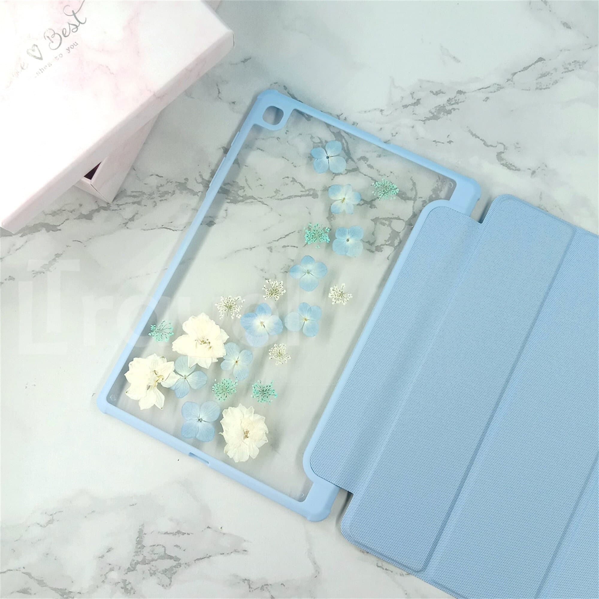 Pressed Light Blue Flower Tablet Case for Samsung Tab S11 S10 S9 S8 ...