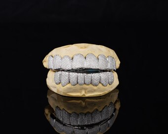 Custom 2 Pc Iced Out Open Face VVS Moissanite Gold Grillz - Etsy