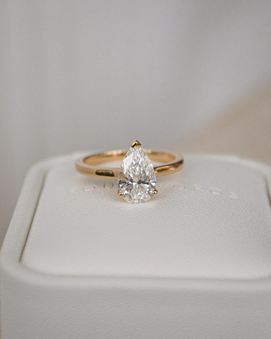 14k Yellow Gold Wedding Ring, Tear Drop Promise Ring, Solitaire ...