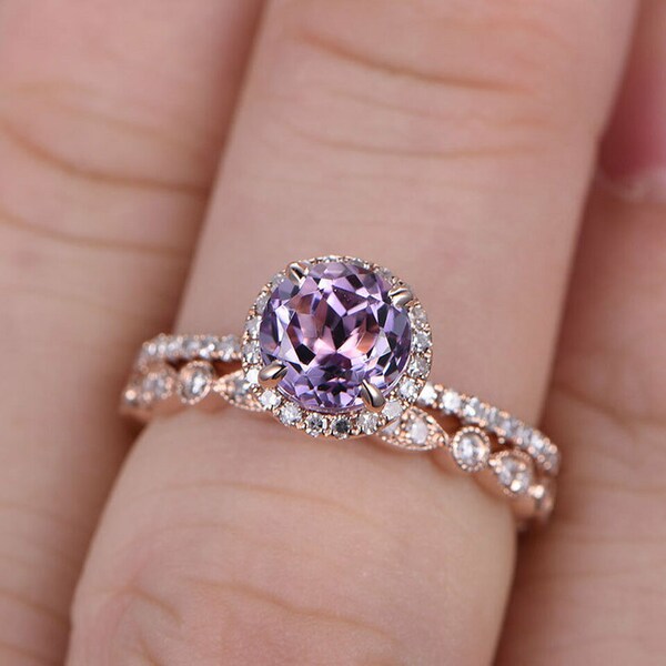 Amethyst Engagement Ring - Etsy