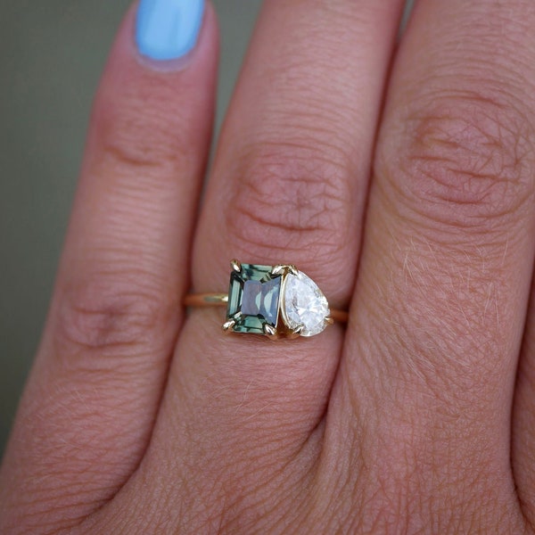 Two Stone Engagement Ring - Etsy