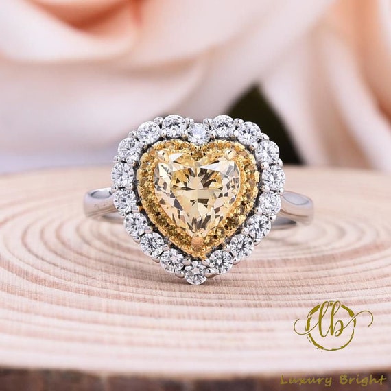 1.50 CT Heart Shaped Sapphire Engagement Ring 14k White Gold | Etsy