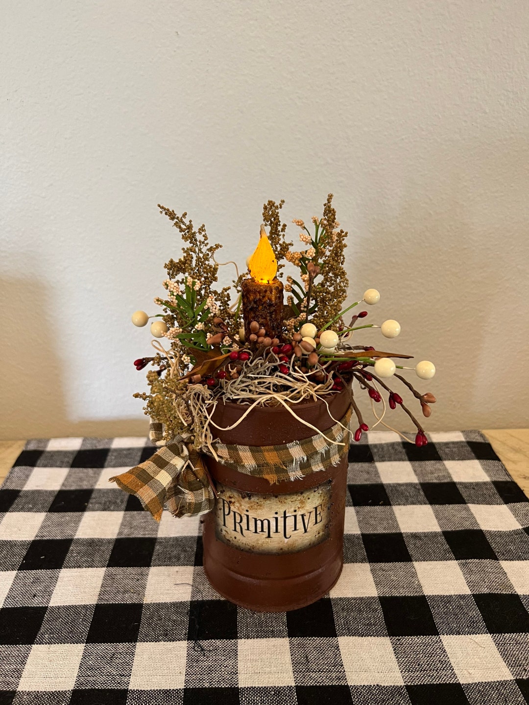 Primitive Tin Can Candle - Etsy