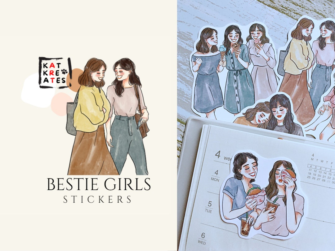 Katkreates 10 Pcs Bestie Girl Stickers Sisters/best Friends - Etsy