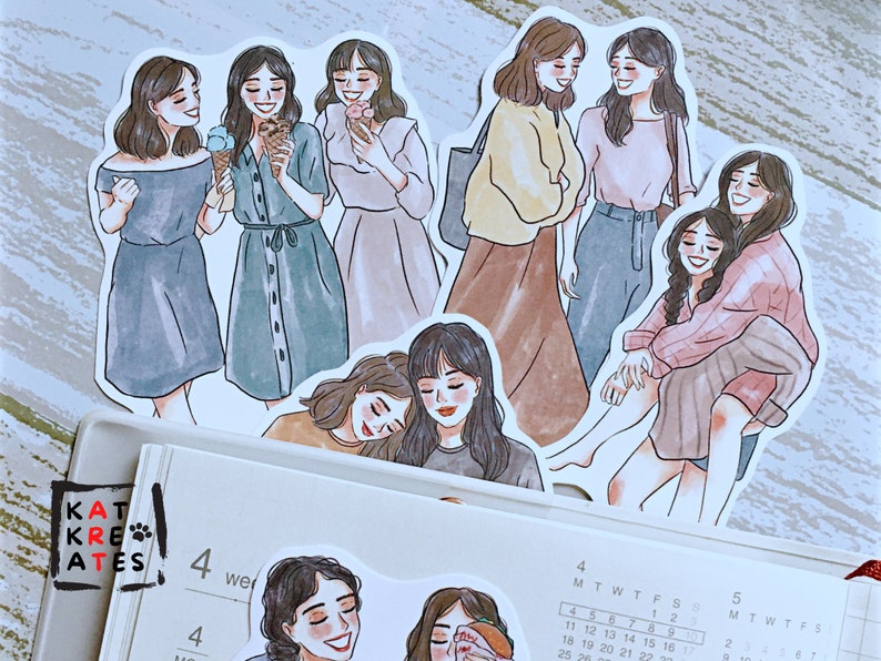 Katkreates 10 Pcs Bestie Girl Stickers Sisters/best Friends - Etsy