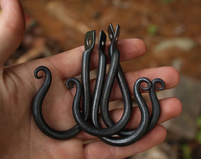 4 Hand Forged thumbprint Hooks Made by Blacksmith - Etsy