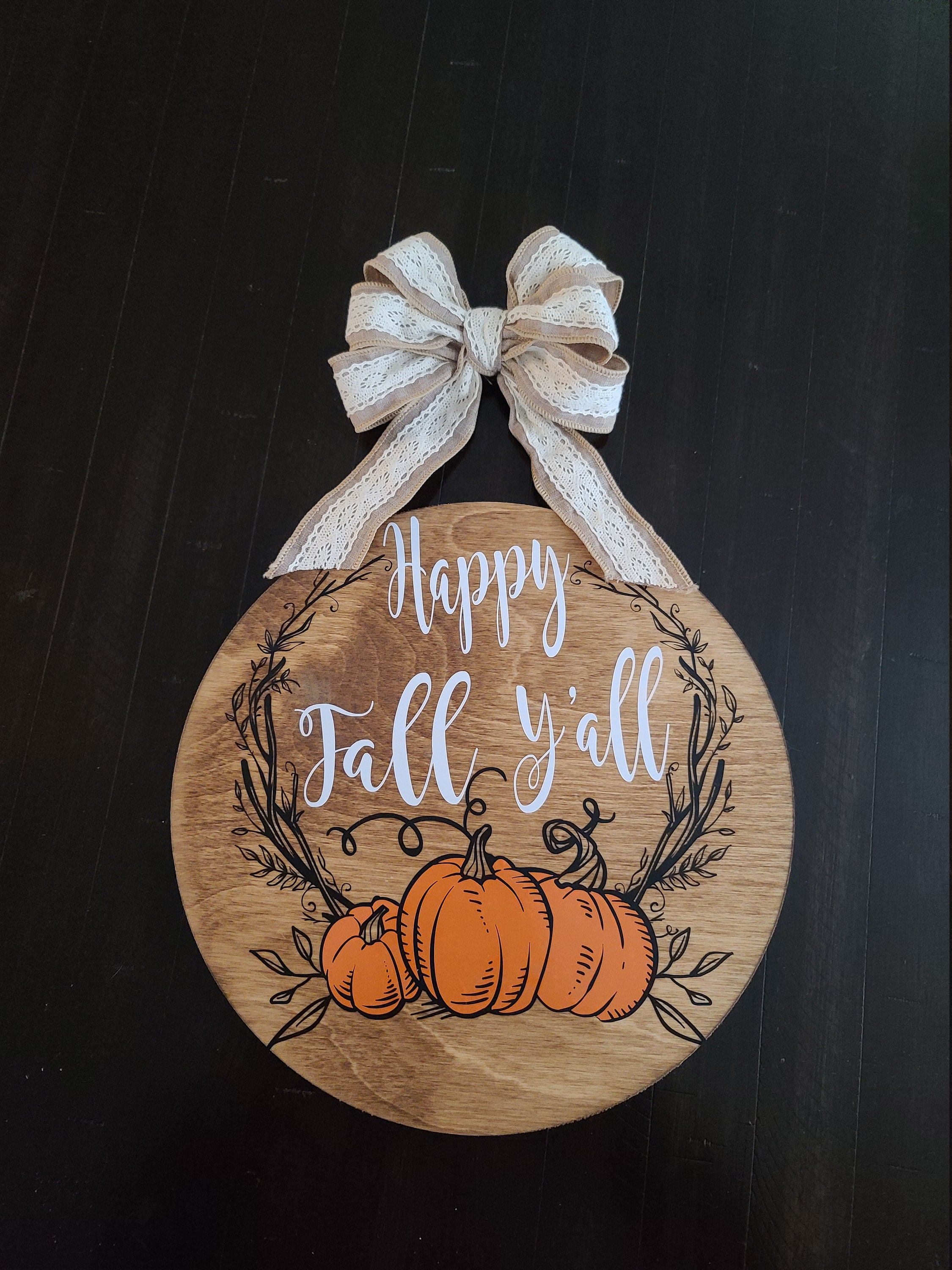 Happy Fall Y'all 8 Wood Round Door Hanger | Etsy