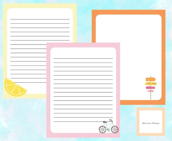 Writing Paper Stationery Printable Stationery Set Summer Instant ...