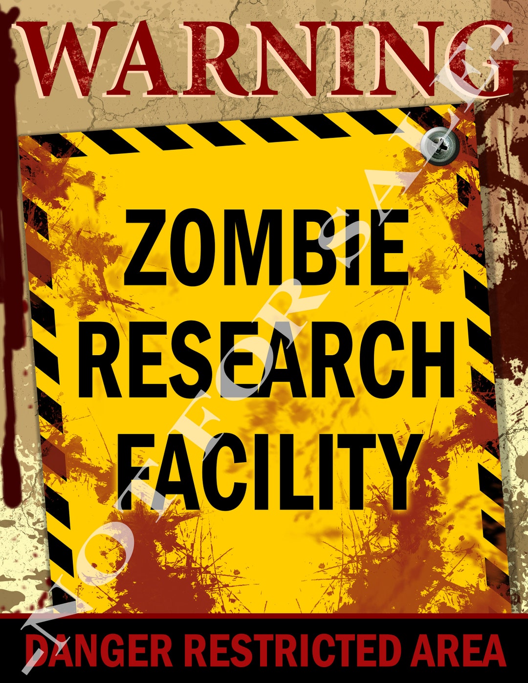 Zombie Bedroom Door Sign, Zombie Research Facility, 8.5x 11 Printable ...