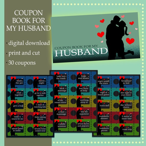 Coupon book for husband Love Coupons For Him Coupon Book | Etsy