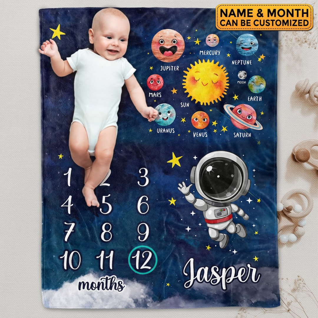 Personalized Galaxy Baby Milestone Blanket: Custom Nursery Decor - Etsy