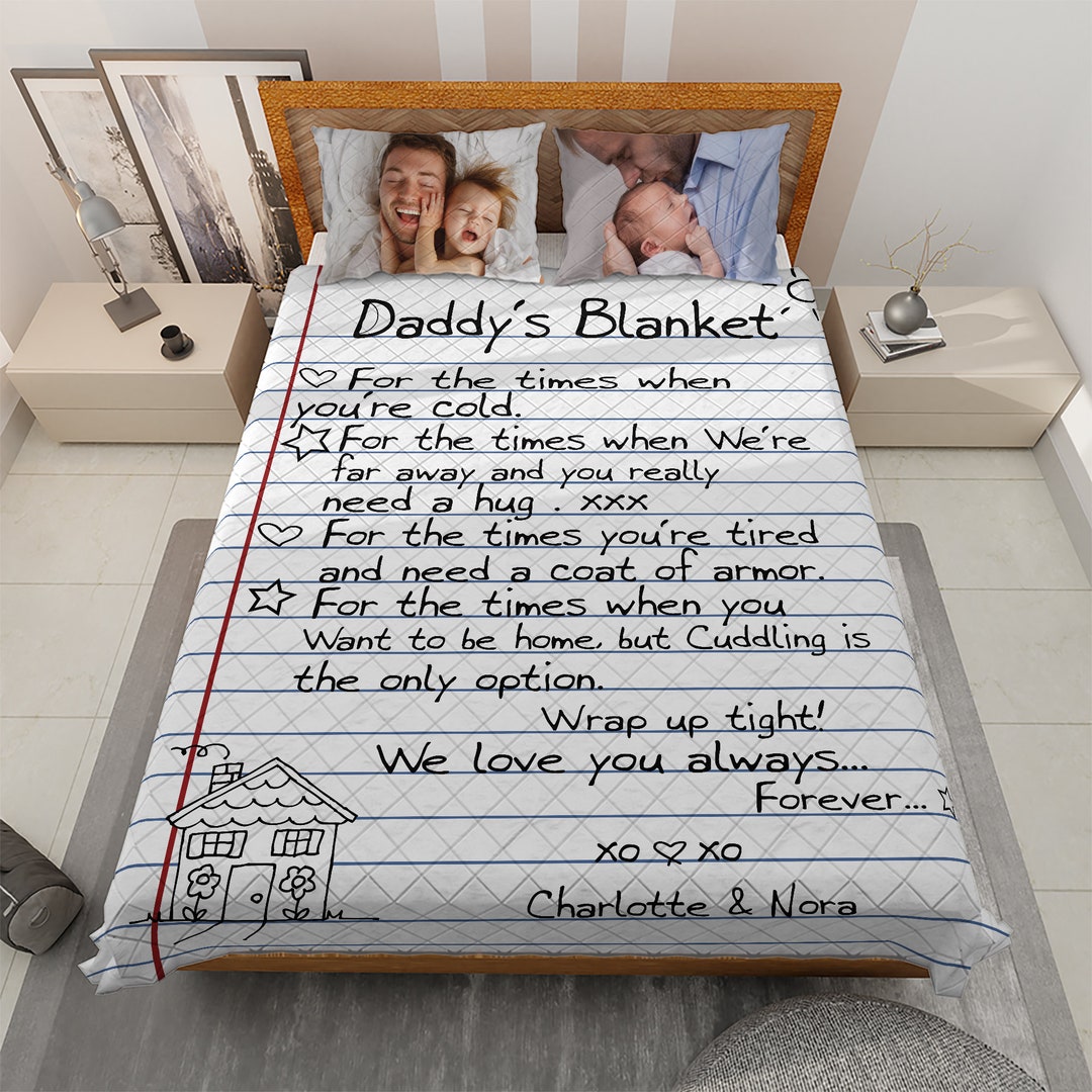 Personalized Daddy Handwriting Quilt Bedding Set, Custom Letter Quilt ...