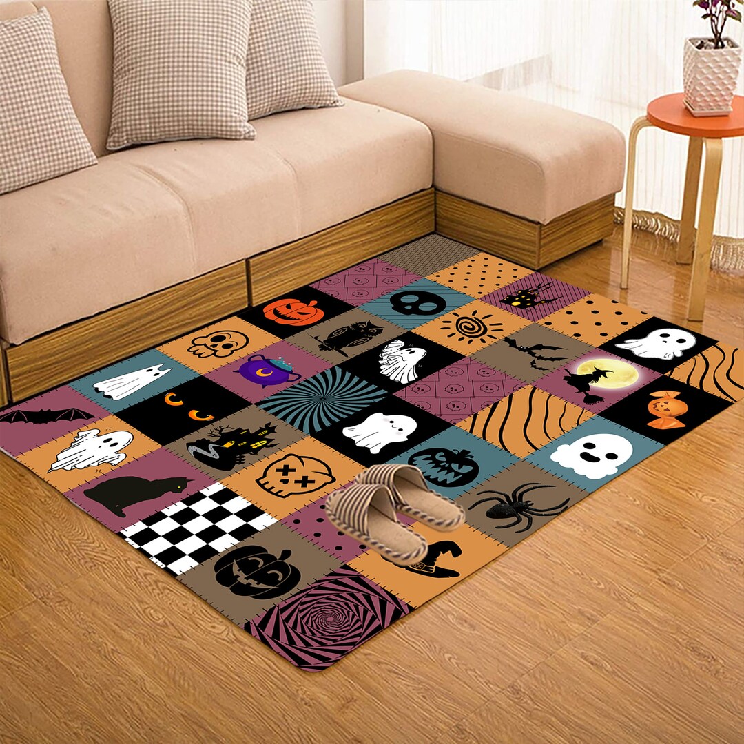 Vintage Spooky Season Rectangle Rug, Halloween Decor Rug, Non Slip Rug ...