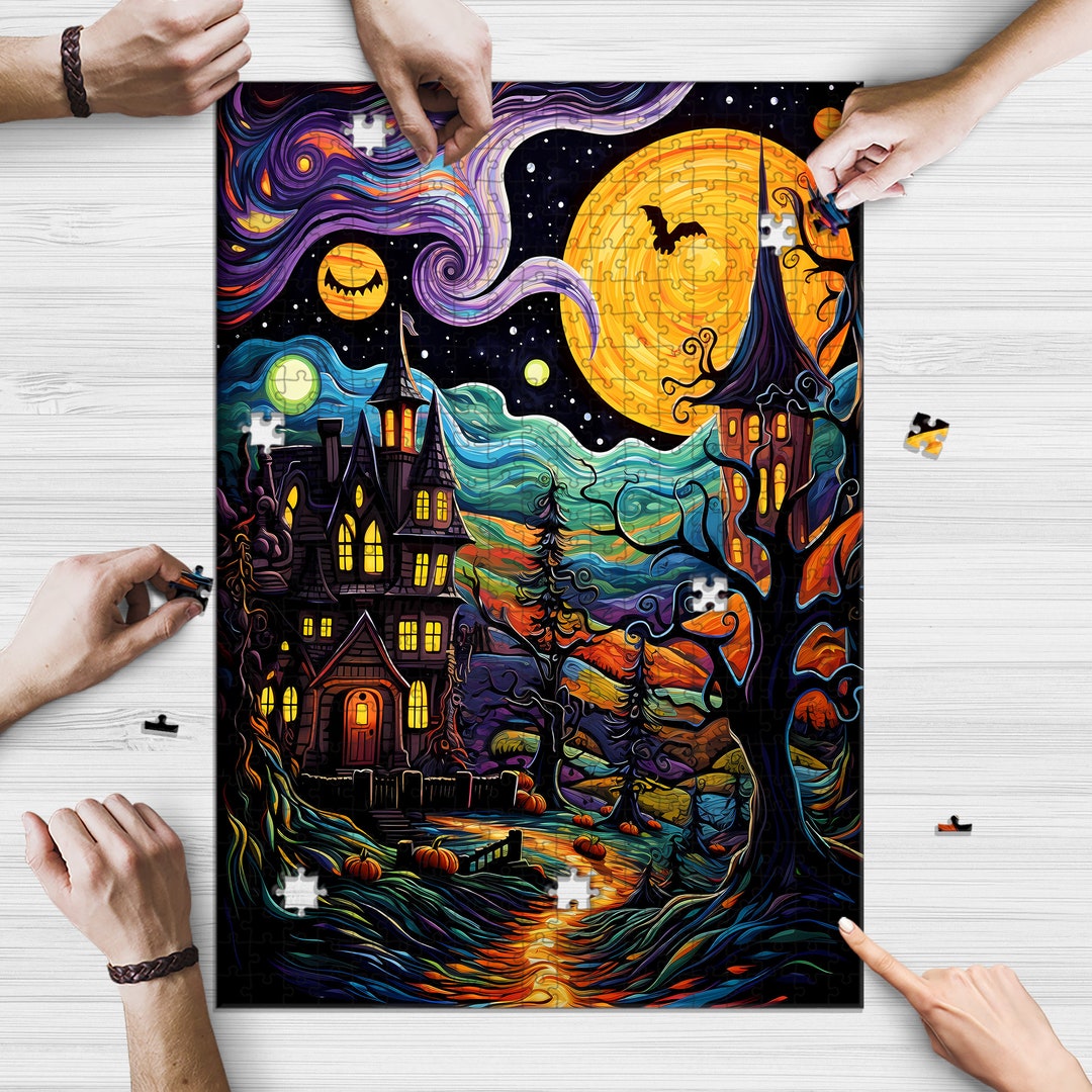1000 Pieces Halloween Haunted House Jigsaw Puzzle, Jigsaw Puzzle for ...