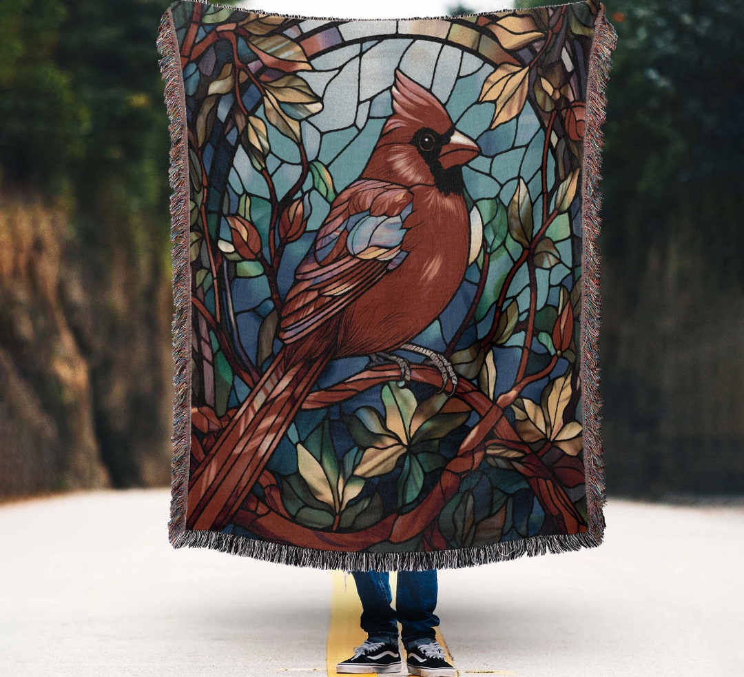 Vintage Christmas Cardinal Bird Woven Throw Blanket: Holiday ...