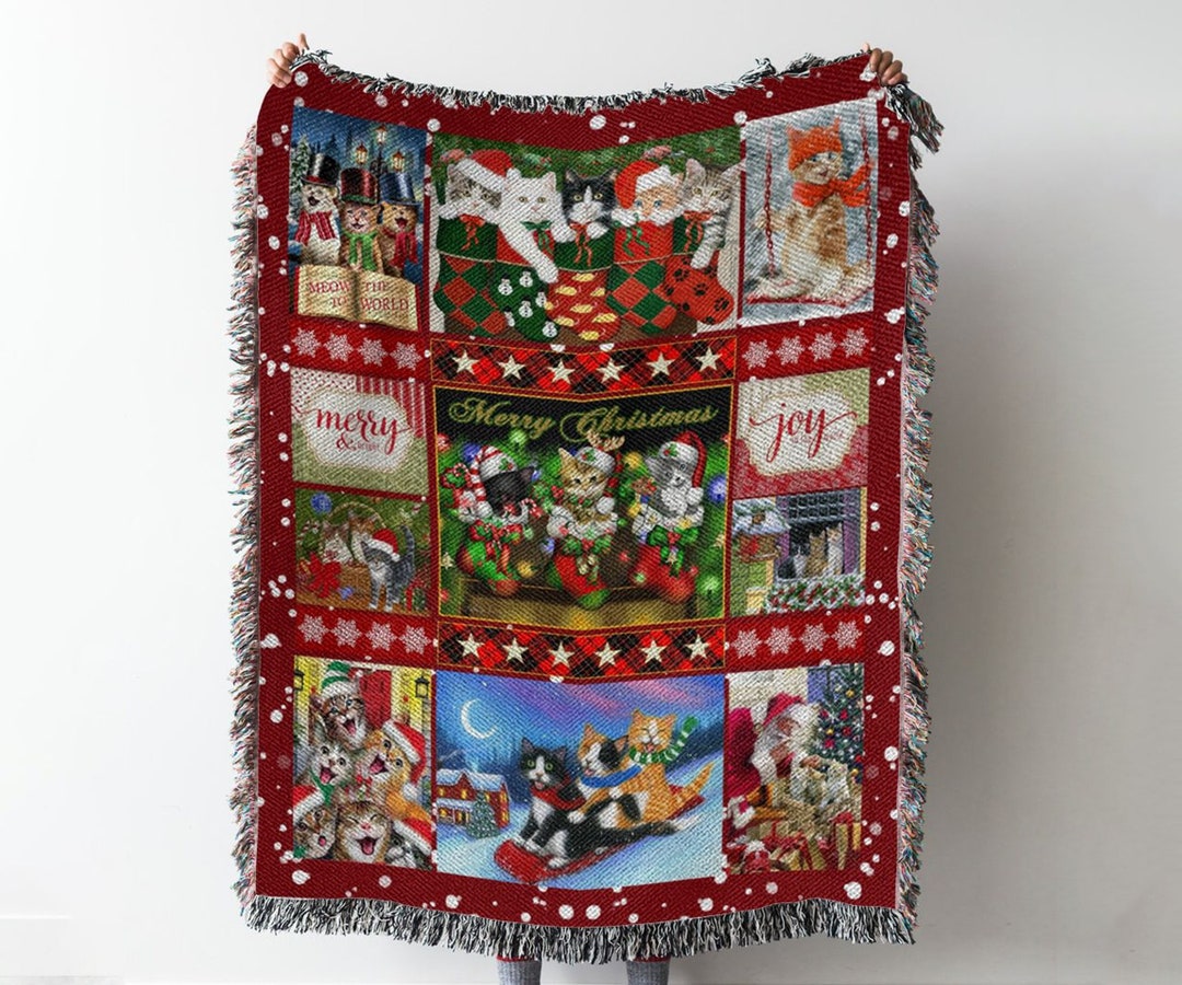 Christmas Cats Woven Throw Blanket: Funny Holiday Decor - Etsy