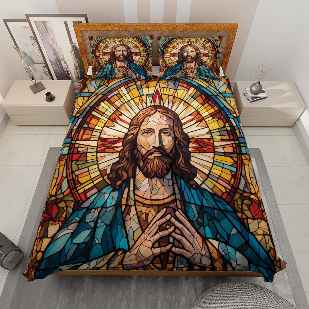 Vintage Christmas Eve Jesus Christ Quilt Bedding Set, Abstract ...
