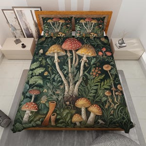 Vintage Mushroom Bedding Set: Cottagecore Quilt and Pillowcases - Etsy
