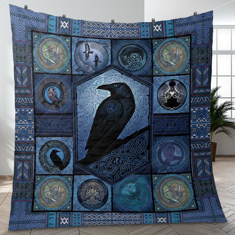 Retro Raven Bird Bedding Set Vintage Viking Quilt Blanket - Etsy