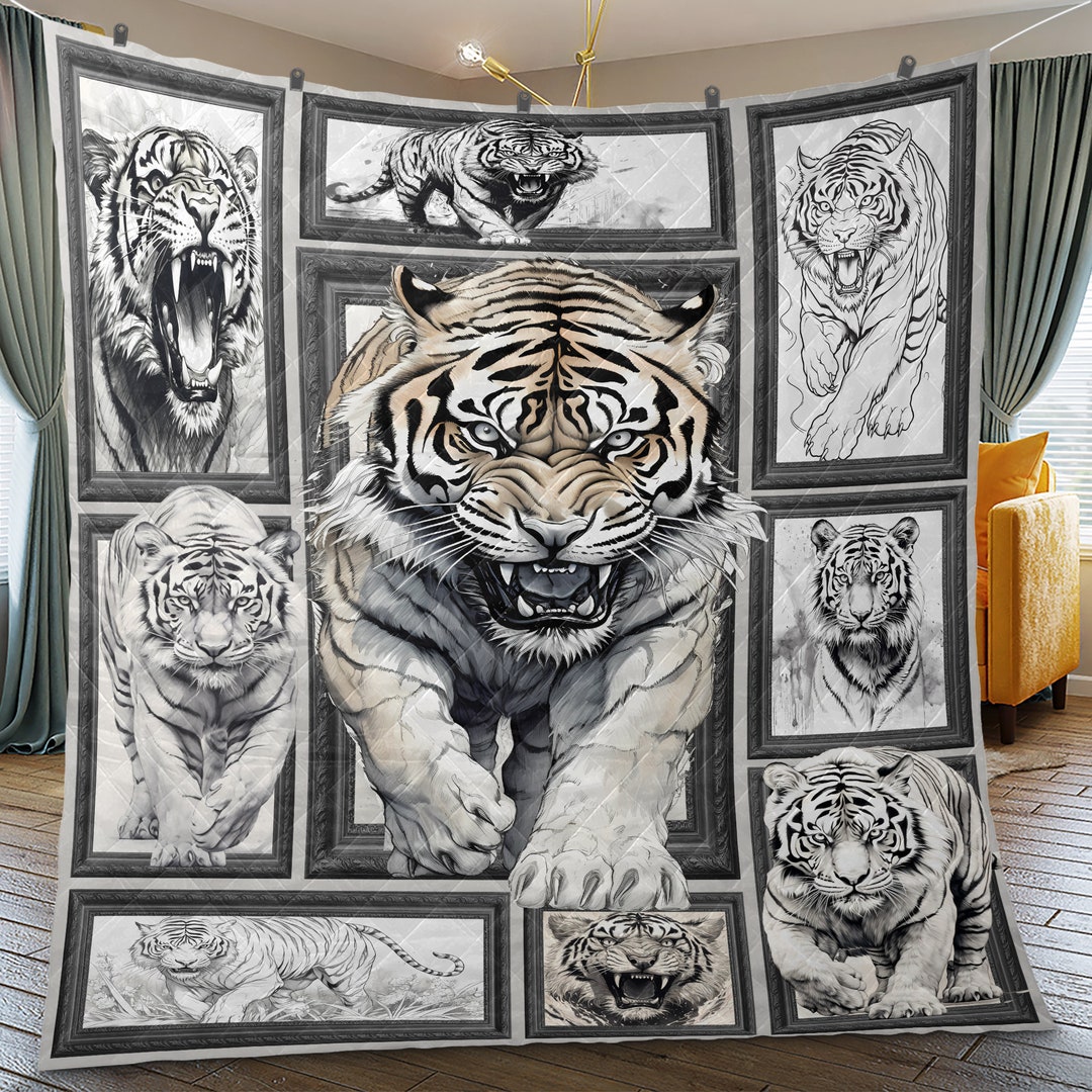Vintage Tiger Patchwork Quilt Bedding Set, Retro Tiger Collection Quilt ...