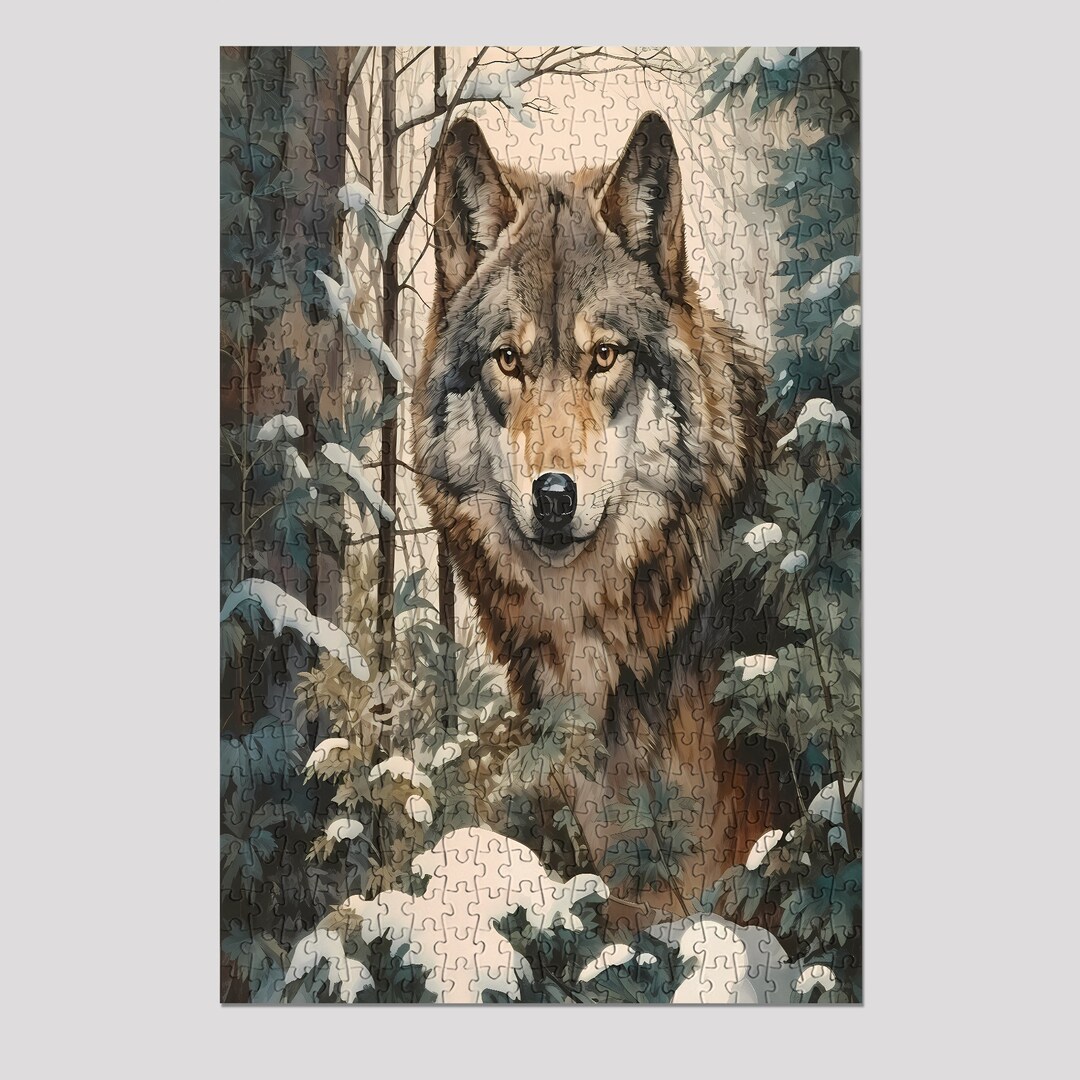 1000 Pieces Vintage Gray Wolf Jigsaw Puzzle, Jigsaw Puzzle for Adults ...