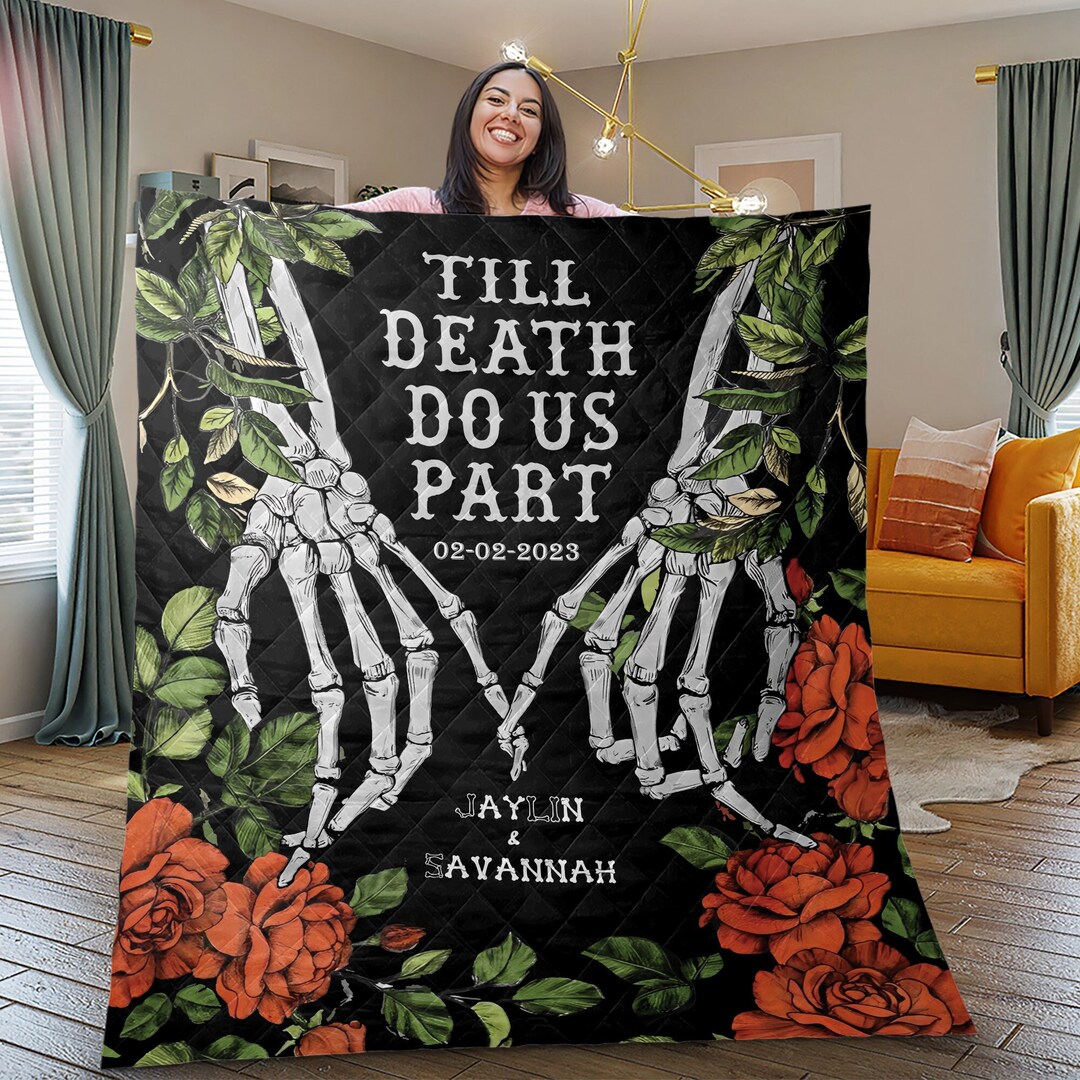 Personalized Wedding Couple Skeleton Quilt Bedding Set, Custom Named ...