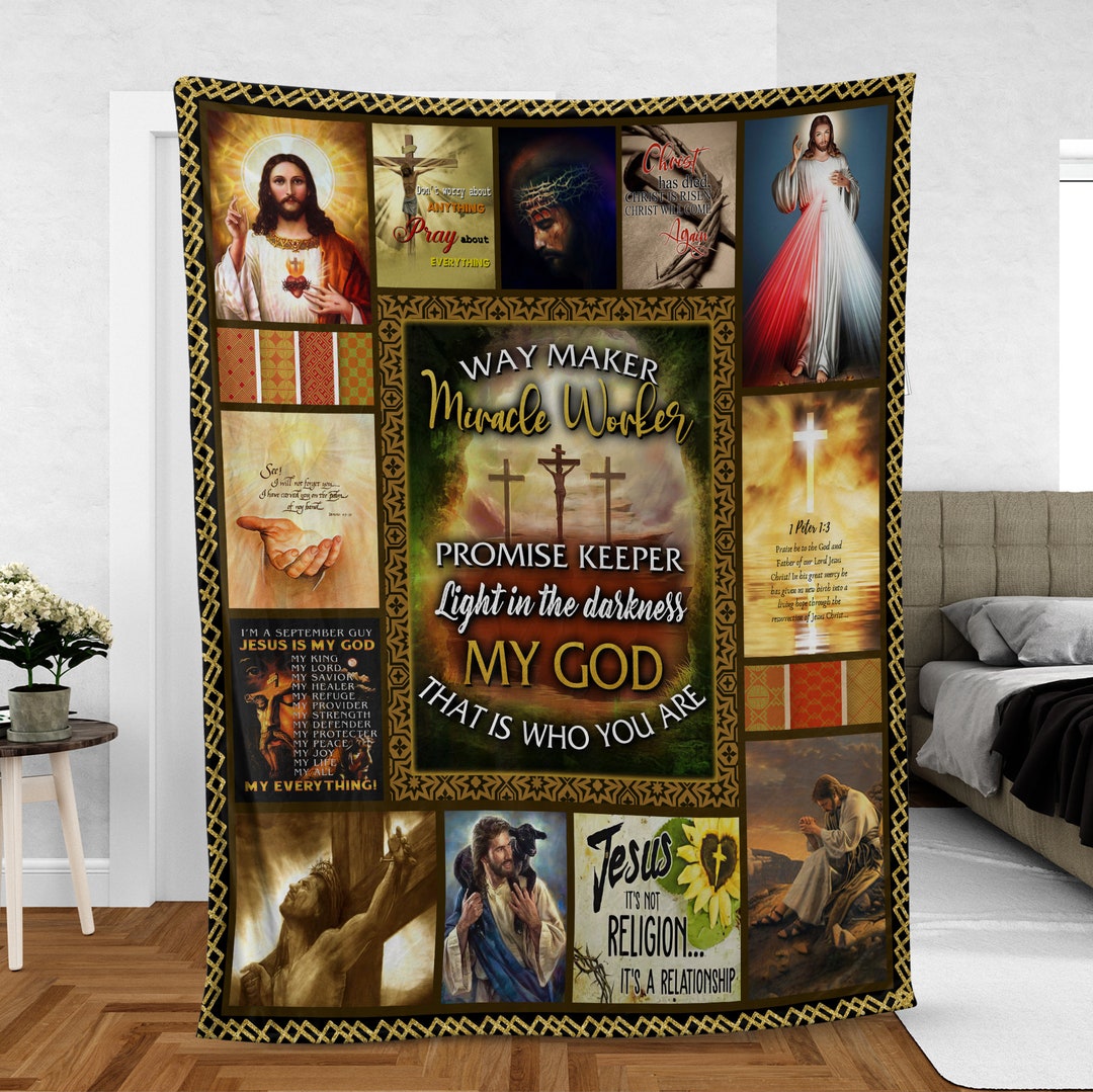 Jesus Christ Christmas Woven Throw Blanket, Christian Wall House Decor ...