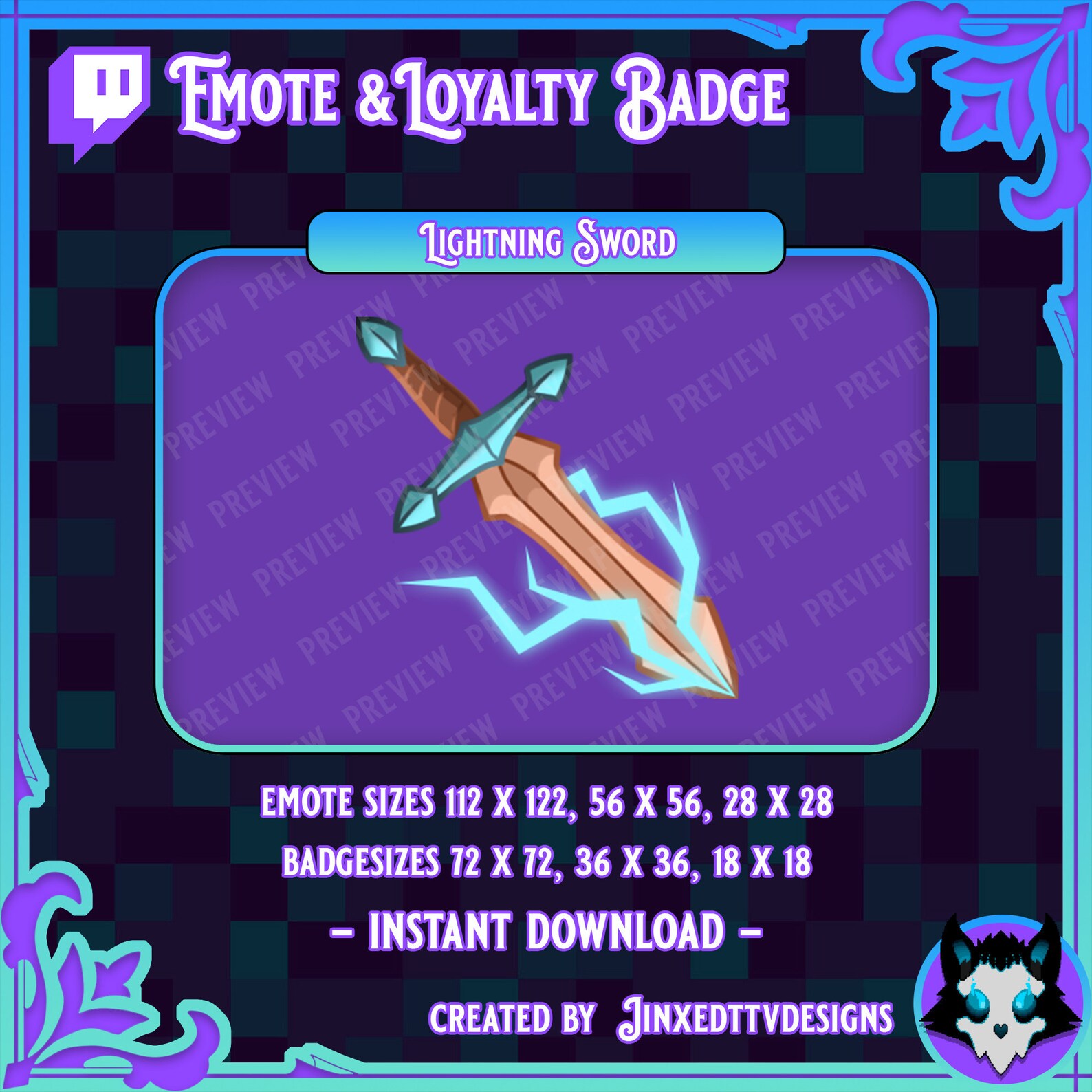 Lightning Sword Emote & Badge for Streaming - Etsy
