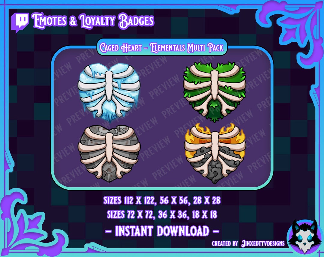 Caged Heart Element Bundle Emote & Badge for Streaming - Etsy