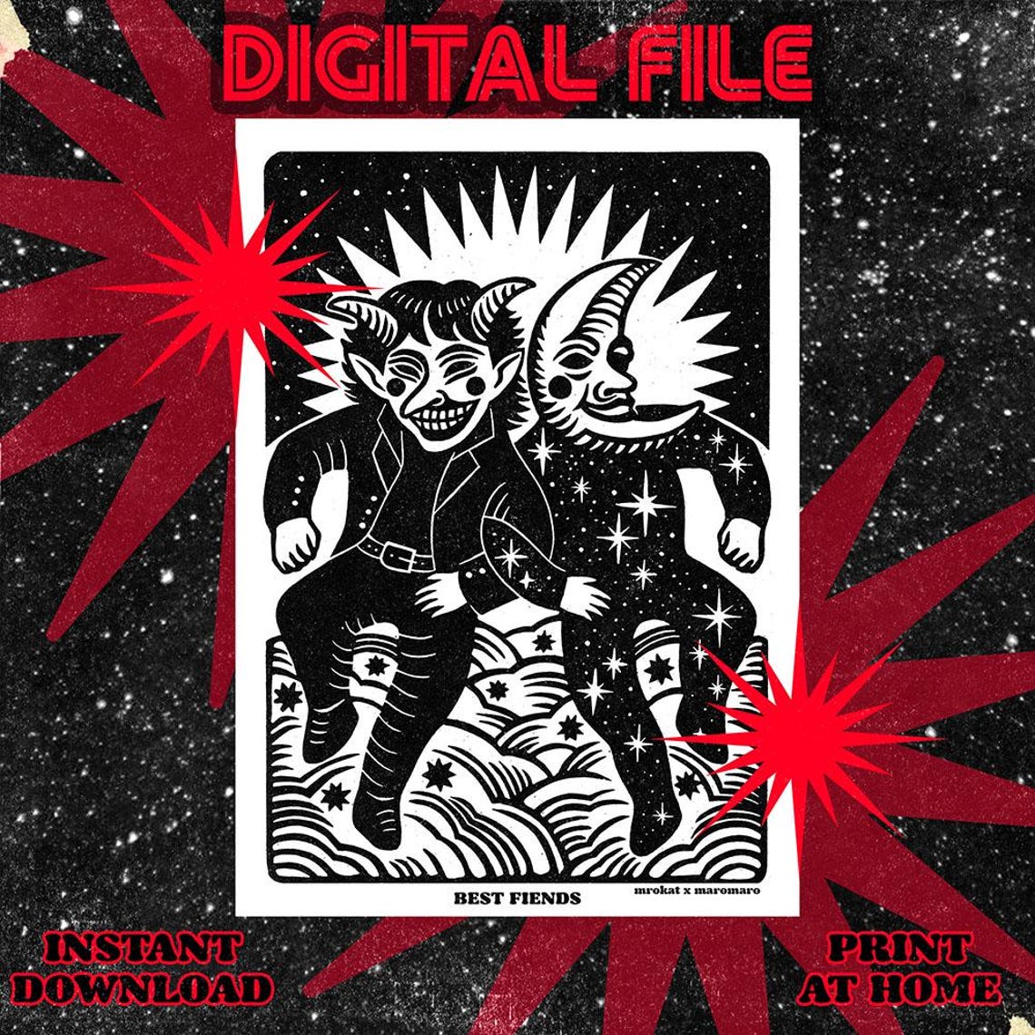 Printable Best Fiends | Digital Download Poster File | Dark Retro Art ...