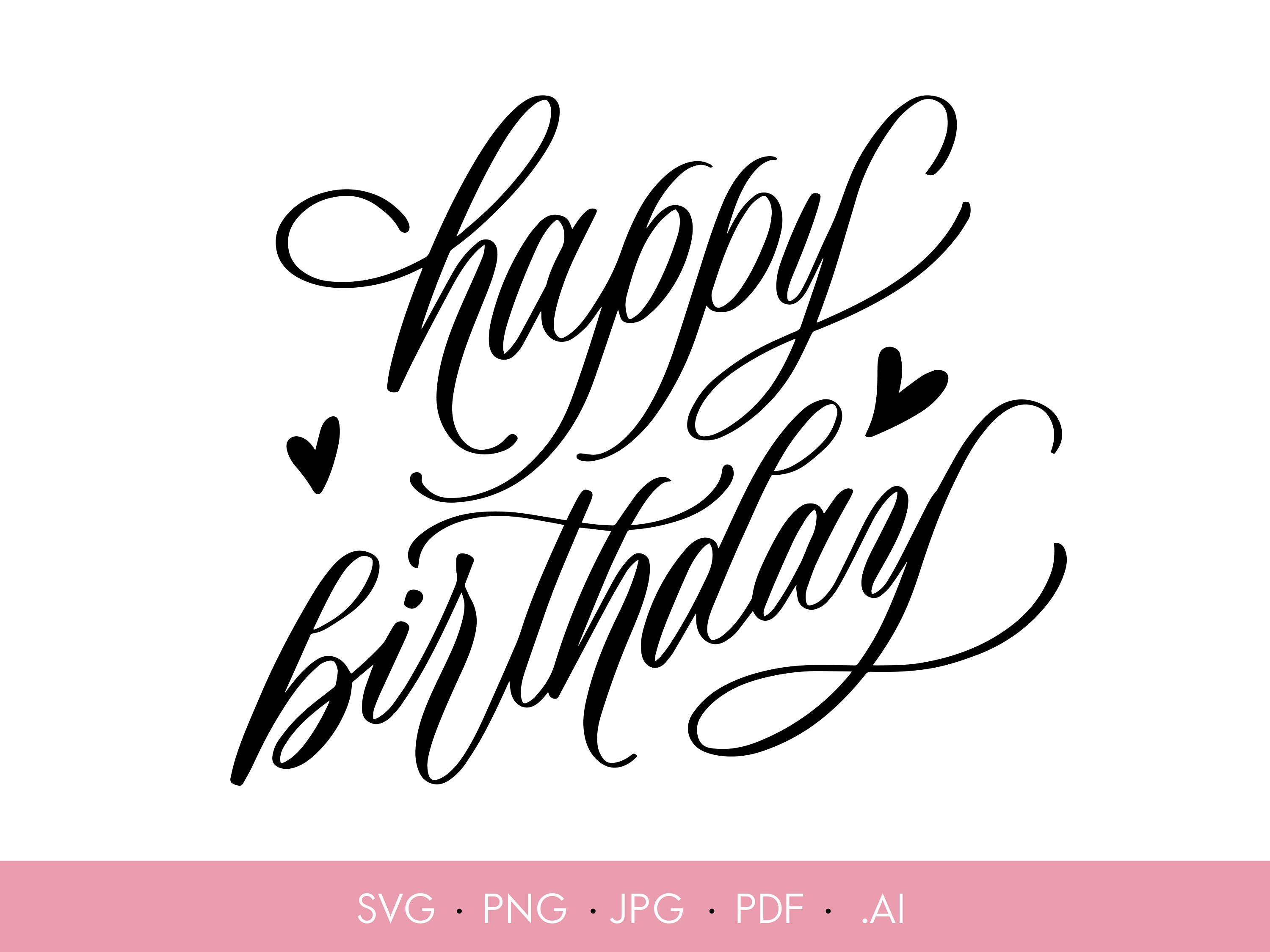 Happy Birthday Calligraphed and Handwritten Design for Cricut and ...