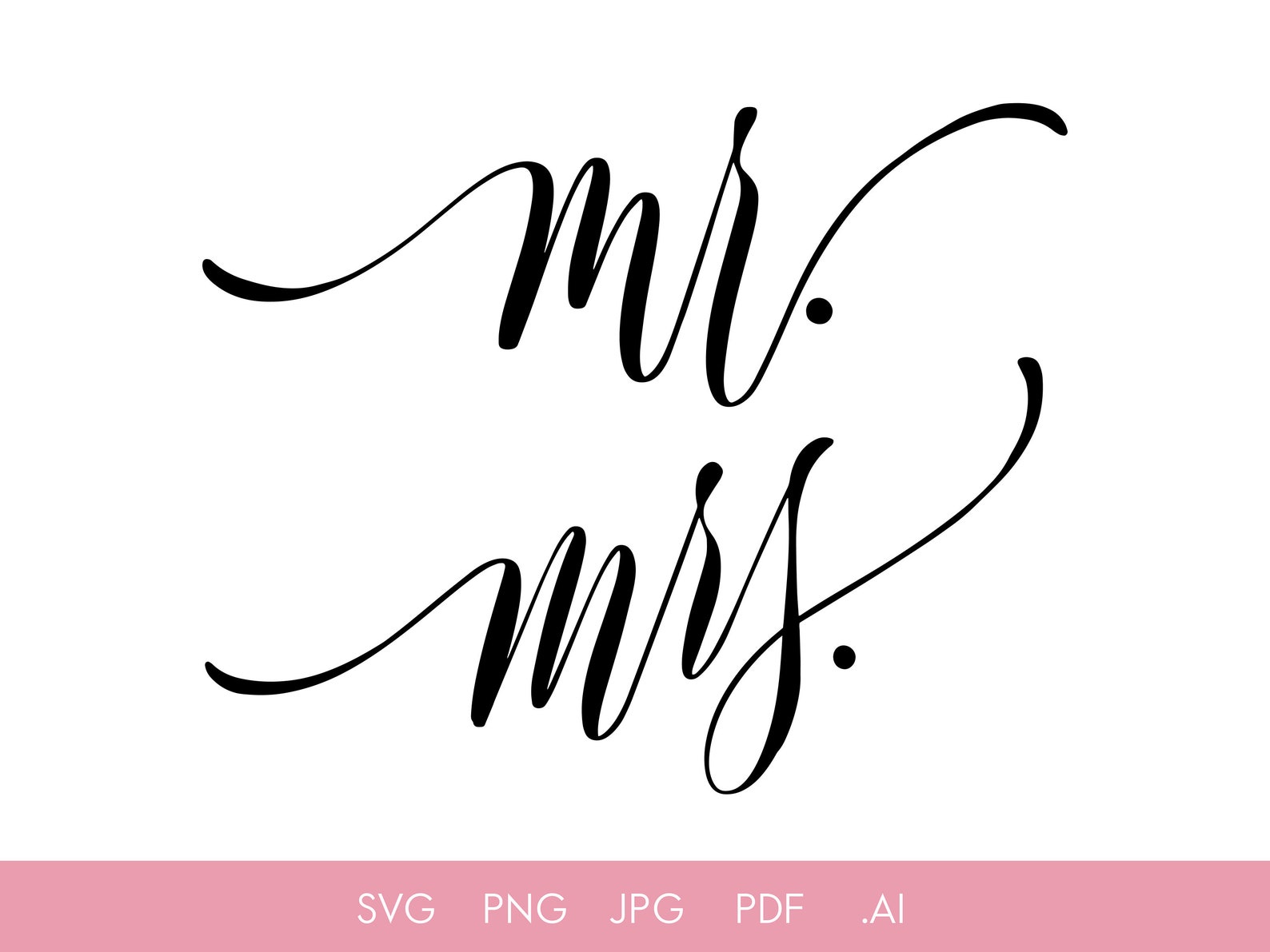 Mr. and Mrs. Calligraphed and Handwritten Designs for Cricut and ...