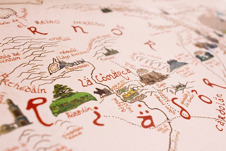 Hand Drawn Middle Earth Map the Lord of the Rings - Etsy