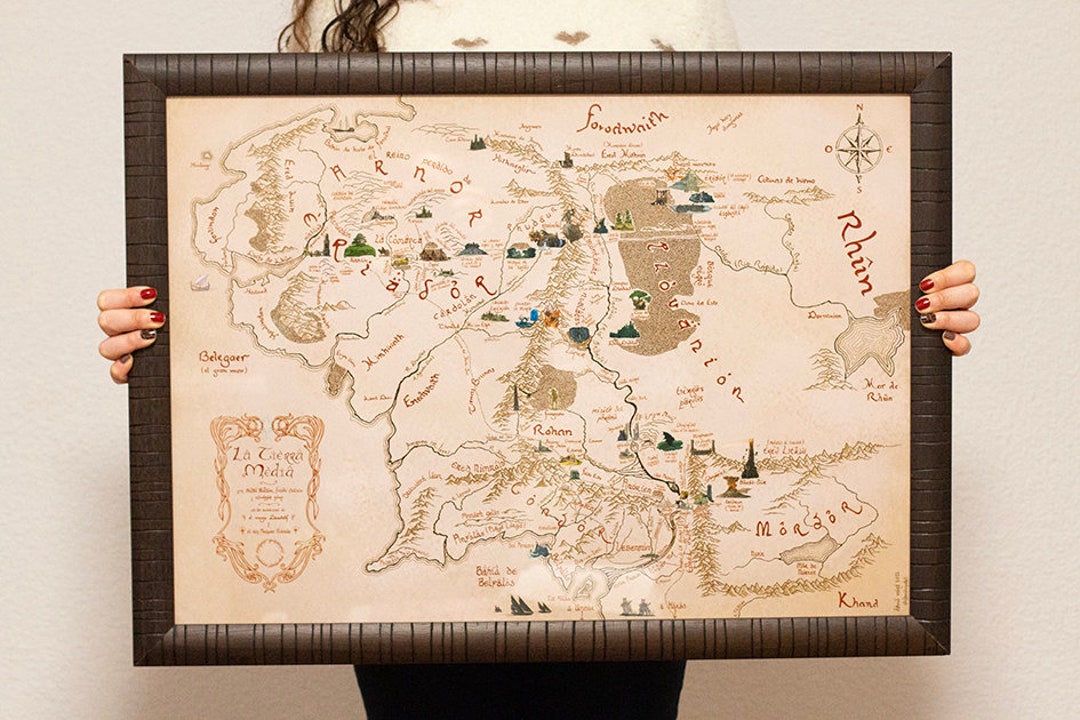 Hand Drawn Map of Middle Earth the Lord of the Rings - Etsy