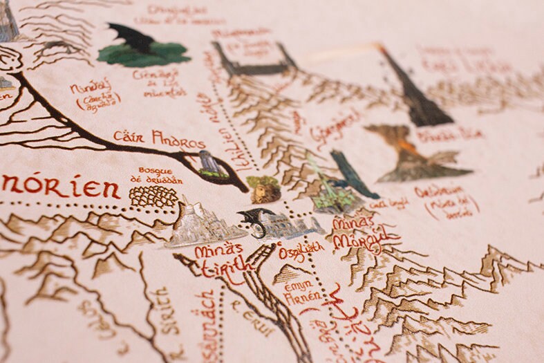 Hand Drawn Middle Earth Map the Lord of the Rings - Etsy