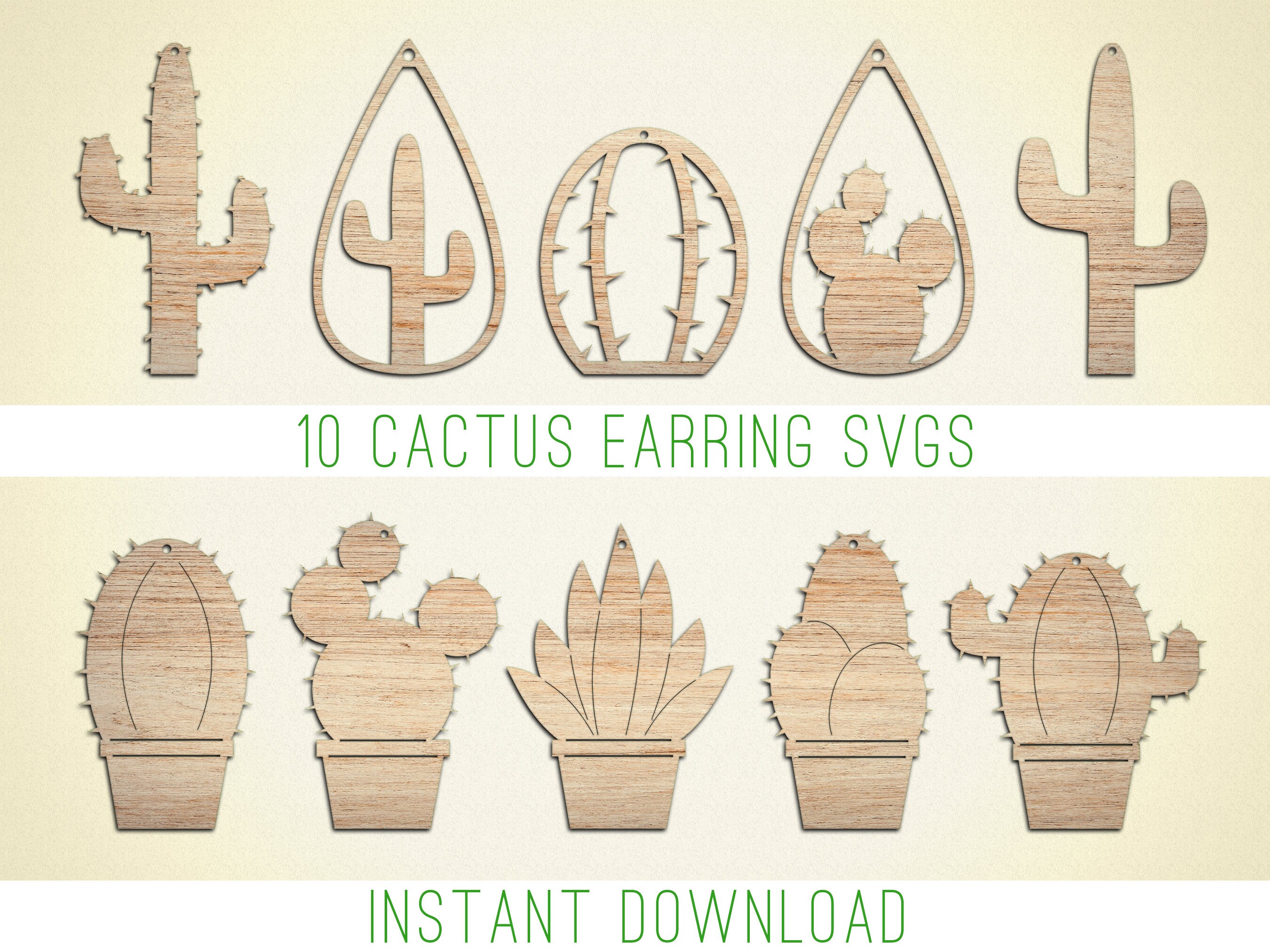 Cactus Earring Svg's - Etsy