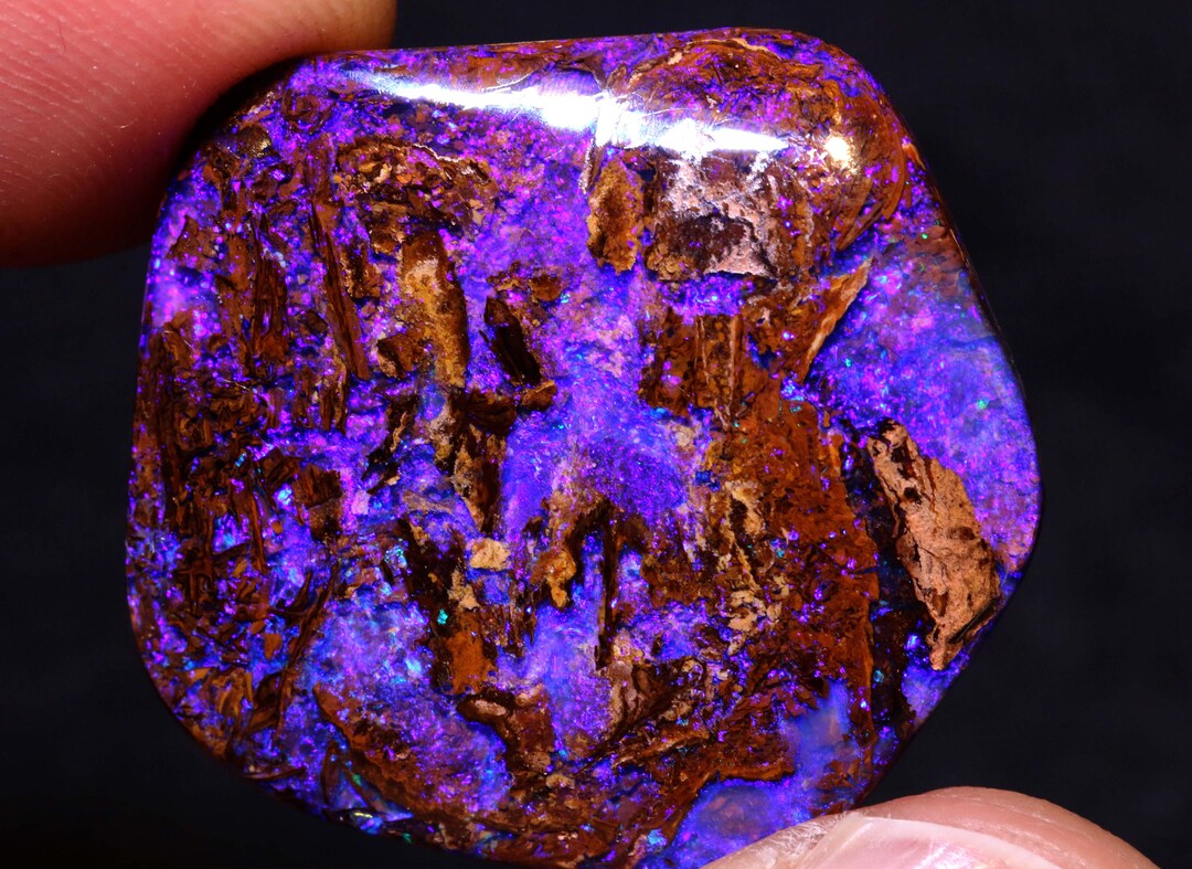 Rare Deep Dark Blue Natural Australian Boulder Opal Wood Fossil ...