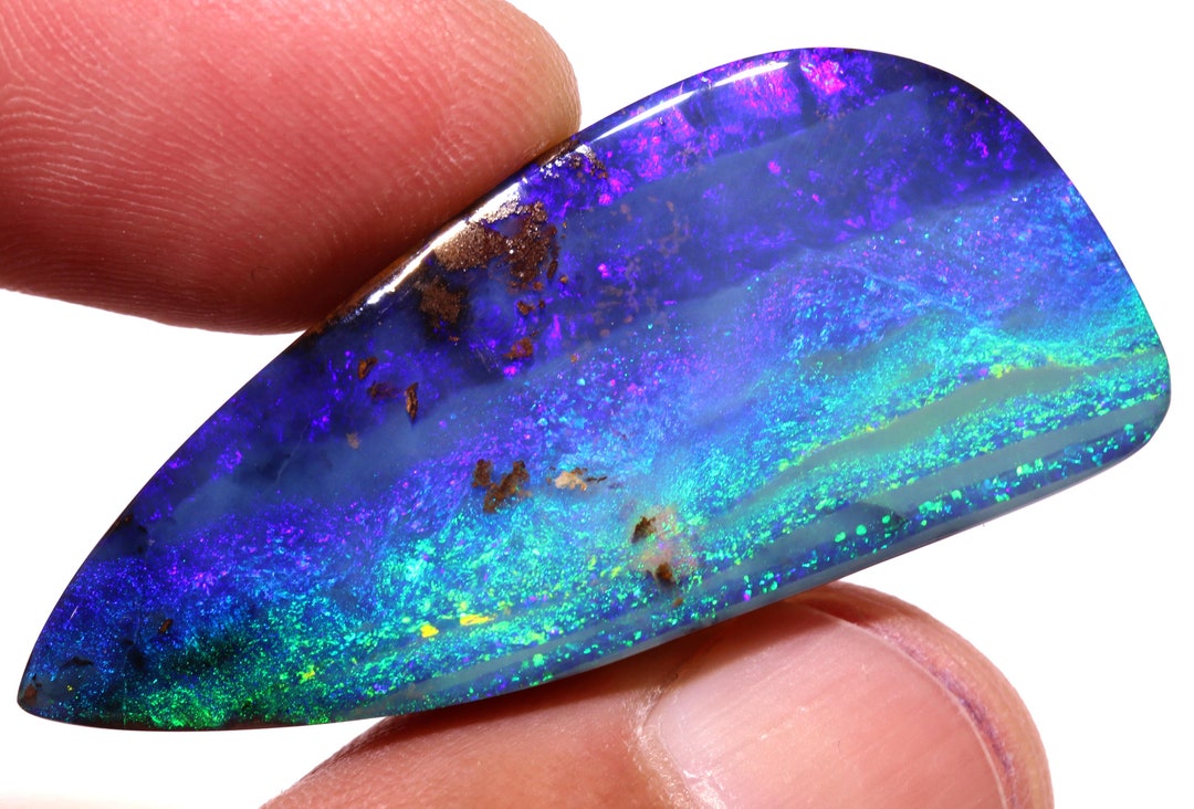 Rare Australian Opal Polished Koroit Boulder Opal Pendant Ring Cabochon ...